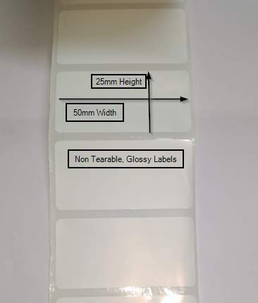 50×25 Non Tearable Glossy Label, 1 roll of 2000 labels, 1 UP, Best ...