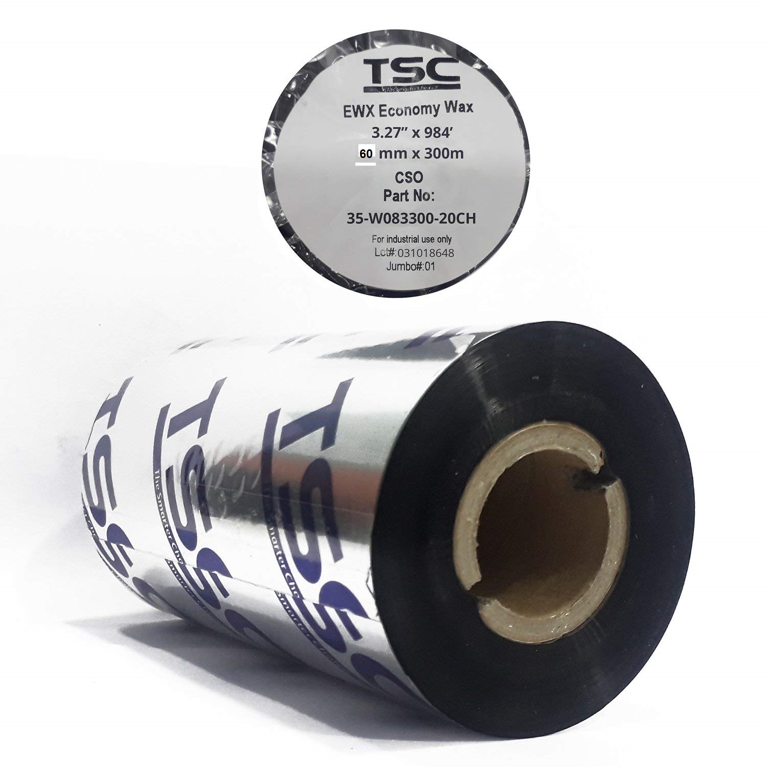 TSC Thermal Transfer 60X300m Wax Ribbon, 1 Inch Core, Used for chromo ...