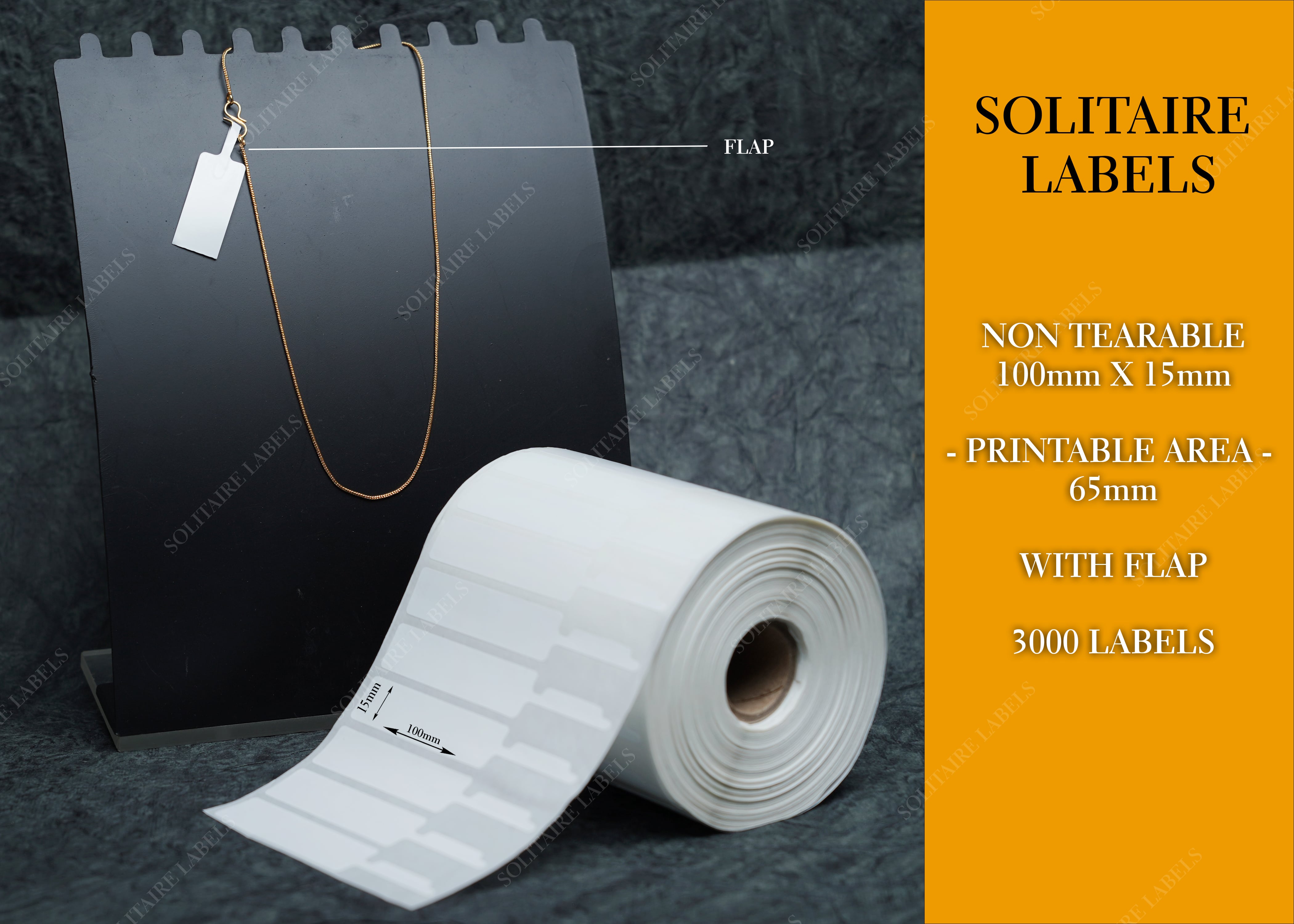 100mmX15mm (65mm Printable) With Flap, Non Tearable Jewellery and ...