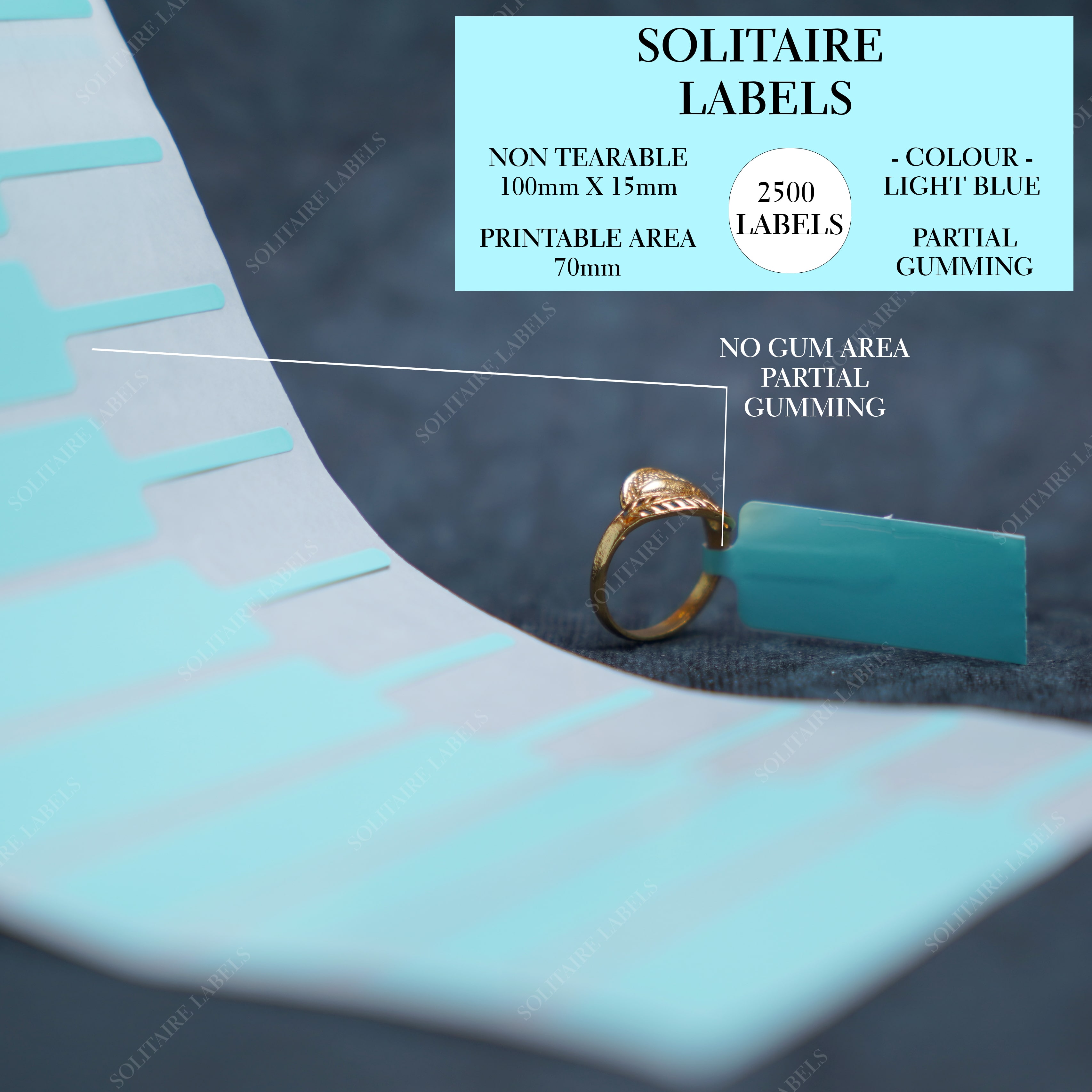 100mmX15mm (70mm Printable) Light Blue Color Jewellery, Optical Barcode ...