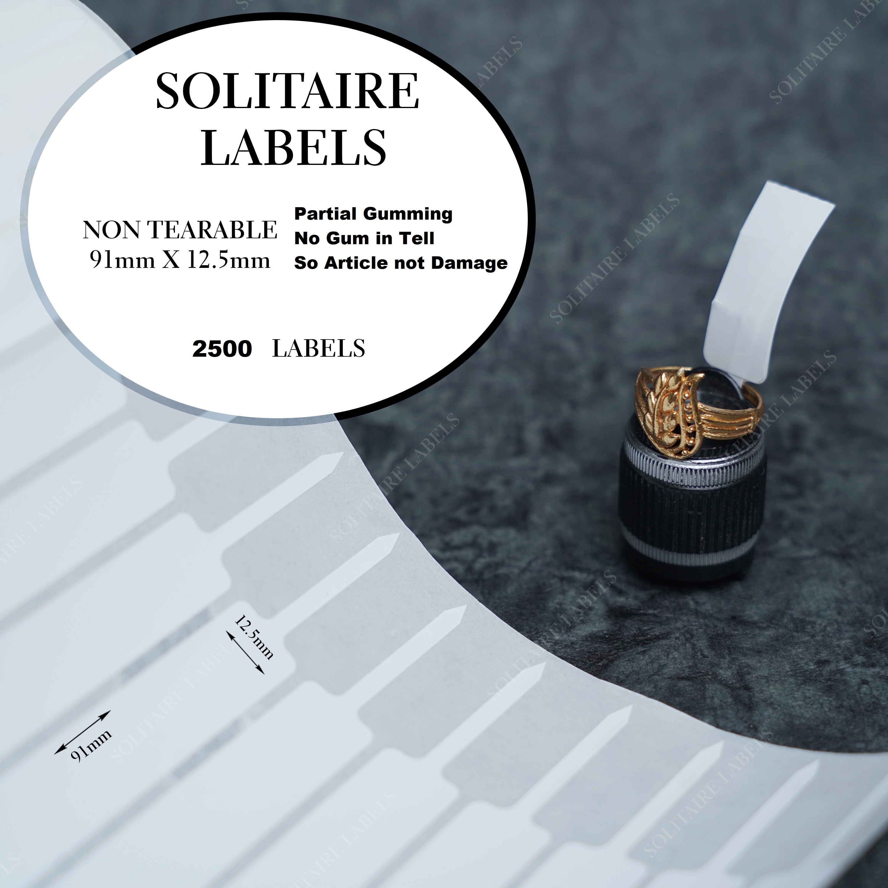 NT 91×12.5mm, 60mm Printable, Partial Gumming, White Color Jewellery ...