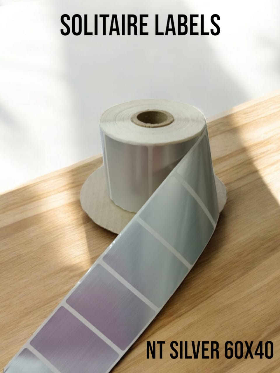 60×40 Non Tearable Silver Color Glossy Label, 1 roll of 1000 labels, 1 ...